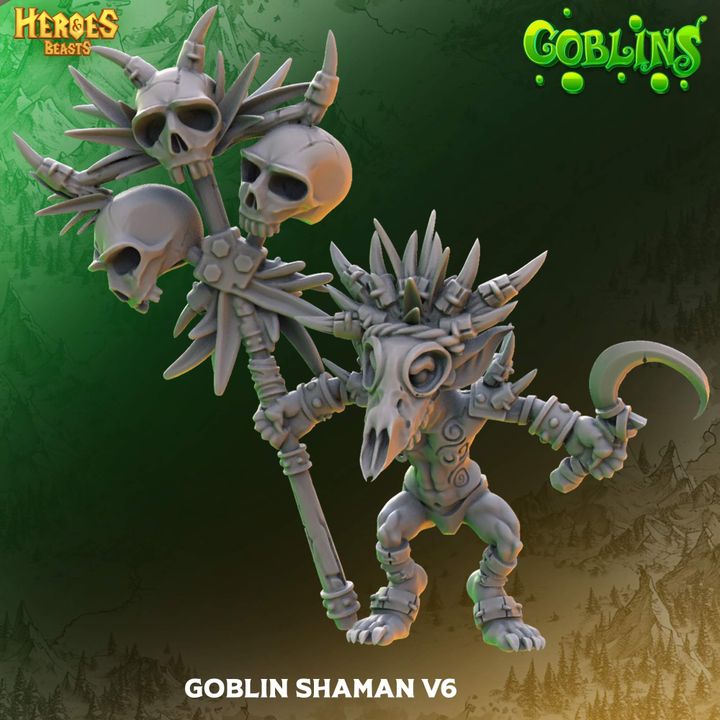 3D Printable Goblin Shaman v6 by Heroes and Beasts